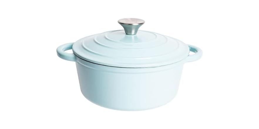 Light Blue Cast Iron Enameled Dutch Oven