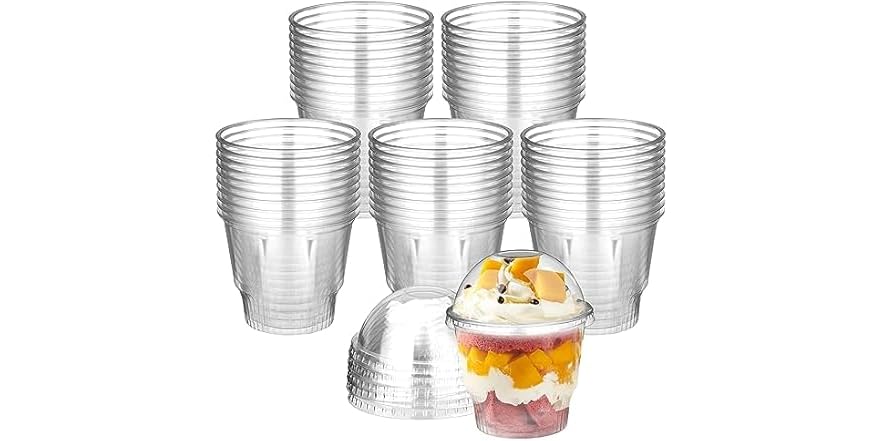 Clear Plastic Cups with Lids 50 Pack