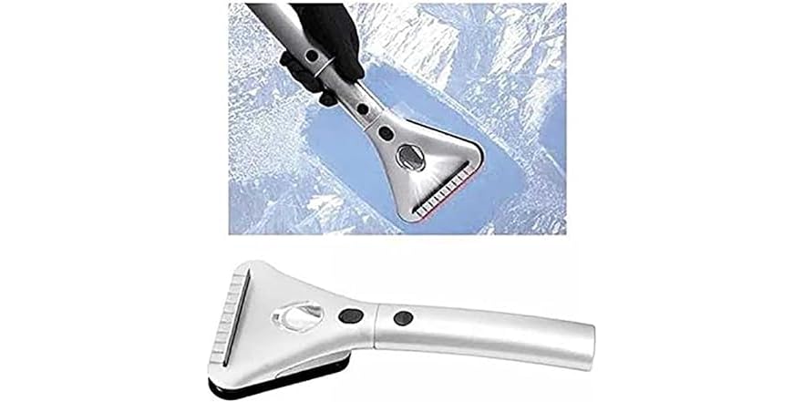 Heated Ice Scraper w/ Built-In Wide-Beam LED Light