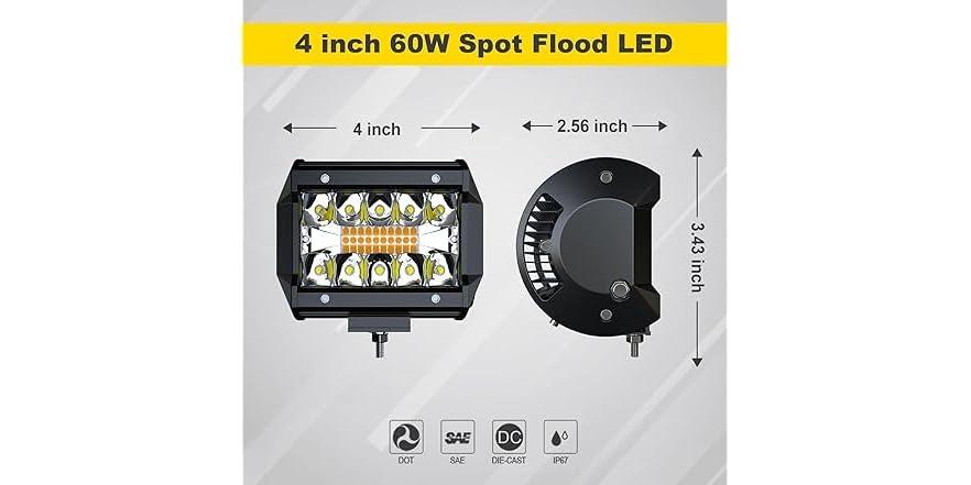 FEELON FEELON LED Light Bar 4PCS 4'' Inch White/Amber Yell