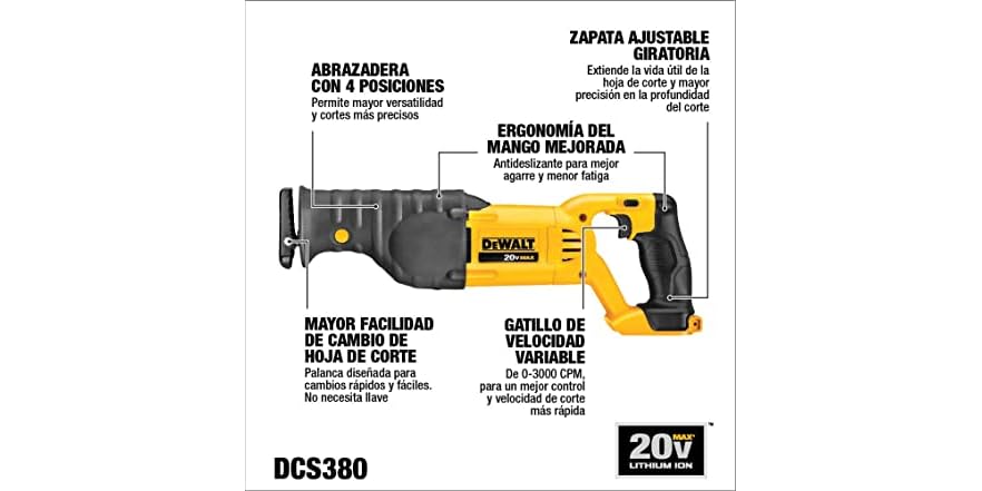 DEWALT DCS380B 20V Reciprocating Saw