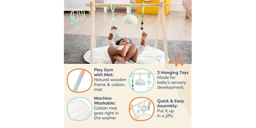 B.Toys - B.Baby Wooden Baby Play Gym Mat