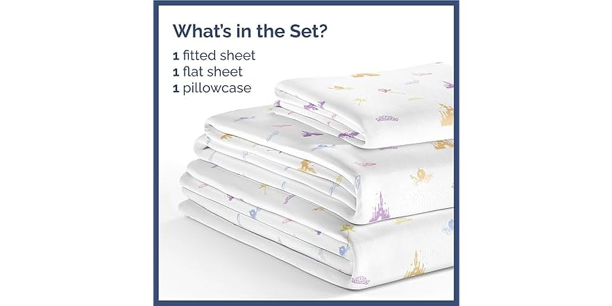 3 Piece Twin Kids Princess Sheet Set