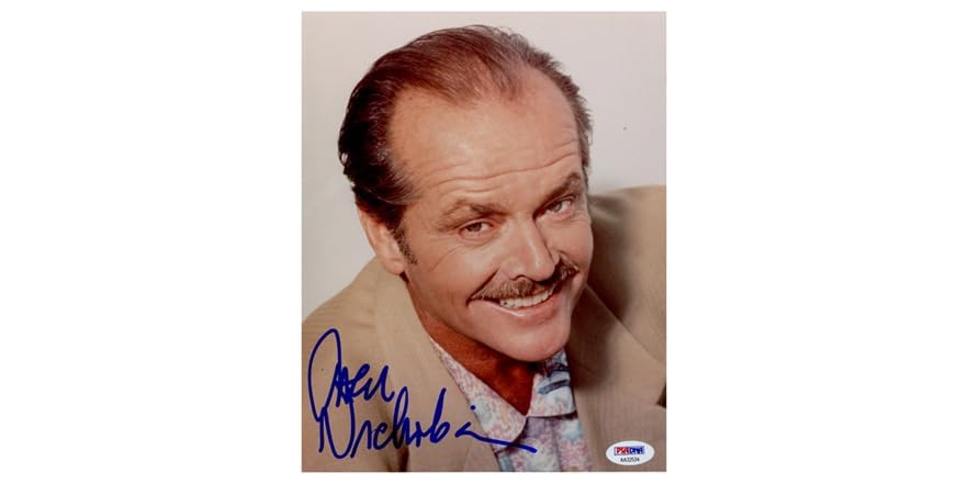 Jack Nicholson Signed Head Shot w/ Mustache 8x10 Photo