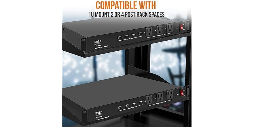 Pyle 19 Outlet 1U 19" Rackmount PDU Power Distribution Supply Center ...