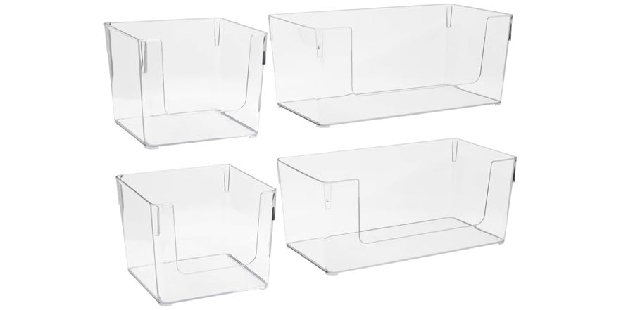 Clear Plastic Storage Bins Combo Set (No Lid)