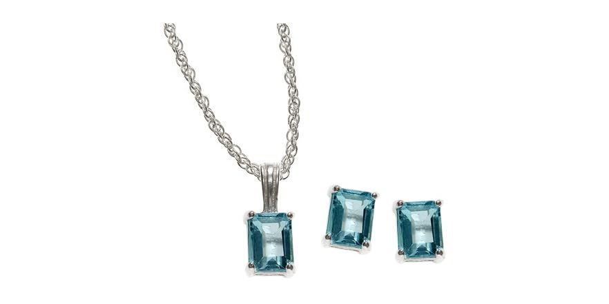 Sterling Silver Set Light Blue