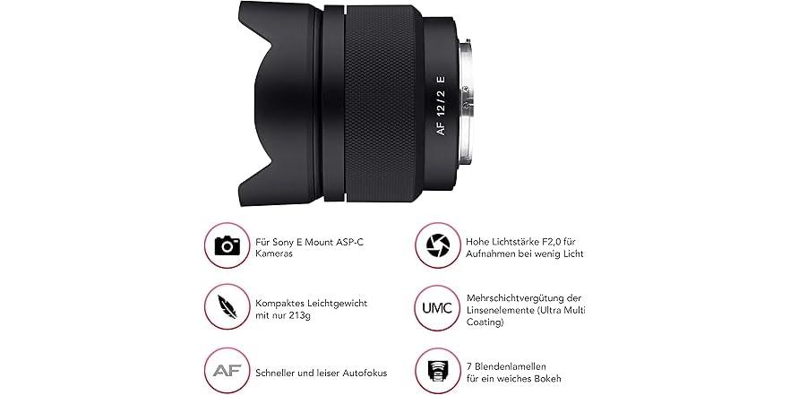 Samyang AF 12mm F2.0 Autofocus Lens for Sony E