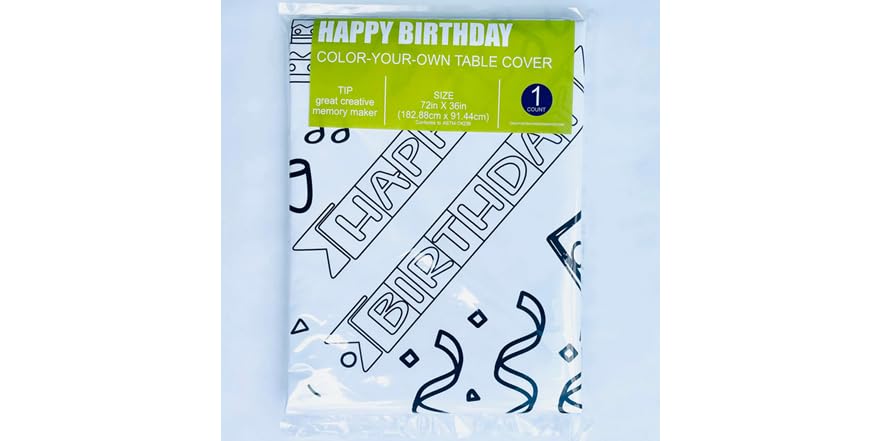 Creative Crayons Happy Birthday Coloring Tablecloth 36" x 72"