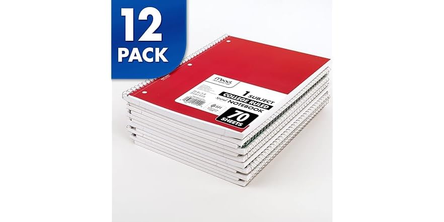 [12pk] Mead Spiral Notebooks, 1 subject
