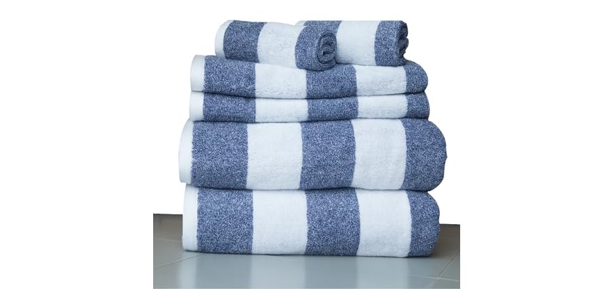 6-Piece Cotton Stripe Bath Towel Set