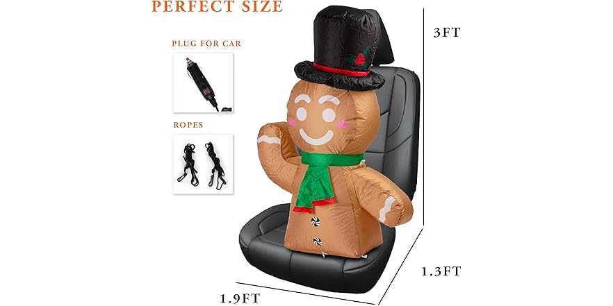 Zone Tech CR0003 Gingerbread Man Blow-Up for Cars
