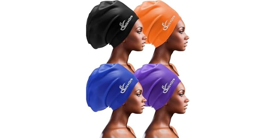 Extra Large Swim Caps for Braids - 4 Pack