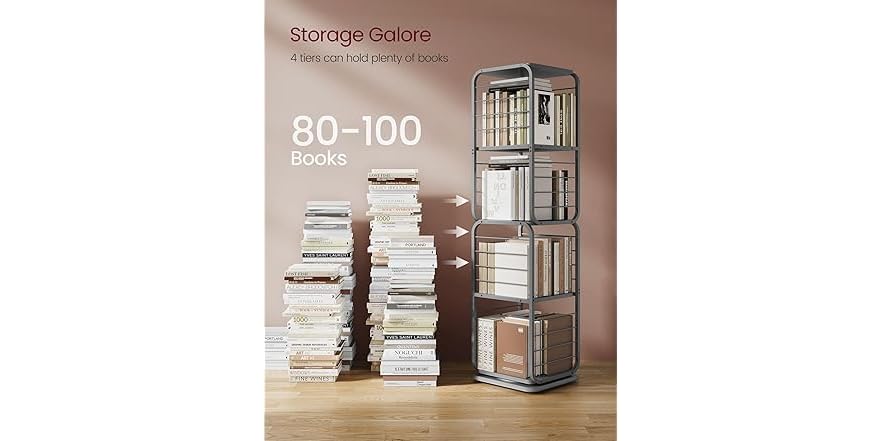 VASAGLE 4-Tier Rotating Bookshelf