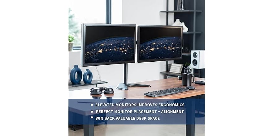 Dual Monitor Free-Standing Desk Stand