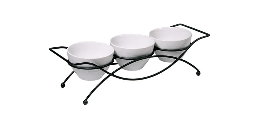3 Serving Bowls on Rack