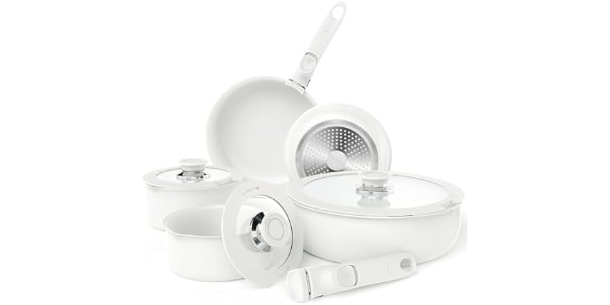 Bazova Healthy Ceramic Cookware Set,10-Pcs Nonstick Pots and Pans Set ...