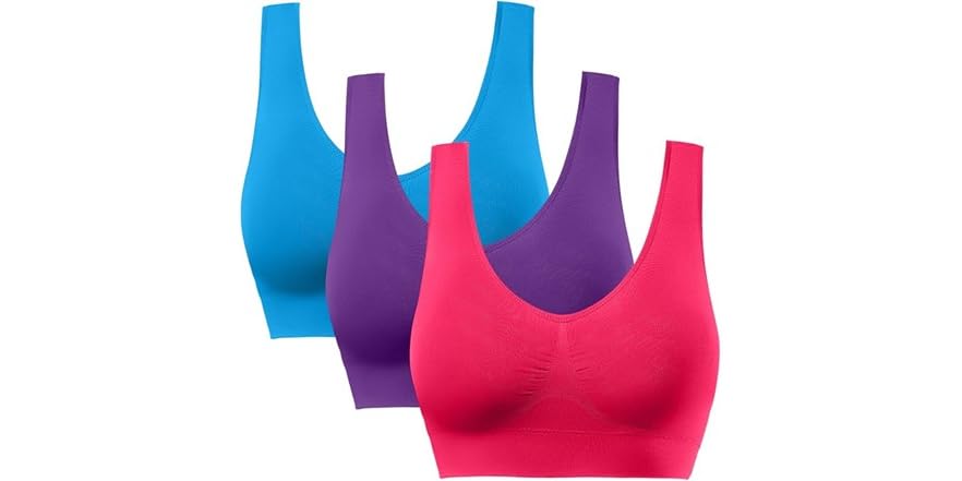 3 Pack Sports Bras with Removable Pads