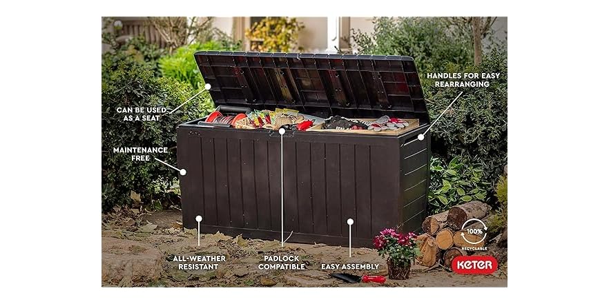 Keter Marvel Plus 71 Gallon Patio Storage, Brown