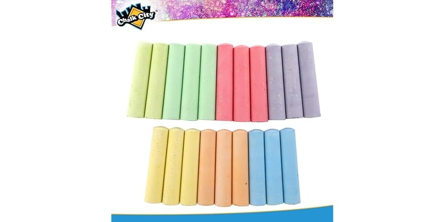 Chalk City Glitter Sidewalk Chalk 20 Pcs