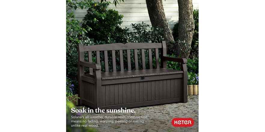 Keter Solana 70 Gallon Storage Bench Deck Box