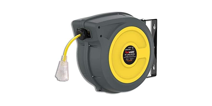 ReelWorks Extension Cord Reel Retractable 12AWG x 50 Foot