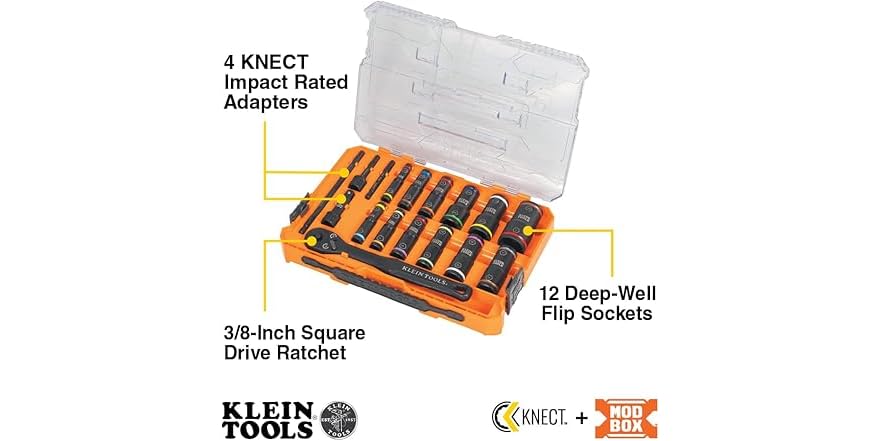 Klein Tools 65626 KNECT Deep Well Impct Socket Set