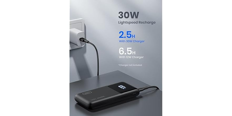 INIU 15000mAh 45W USB-C Power Bank with Fast Charging