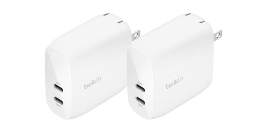 (1 or 2 PACK) Belkin 60W BoostCharge Dual USB-C Wall Charger
