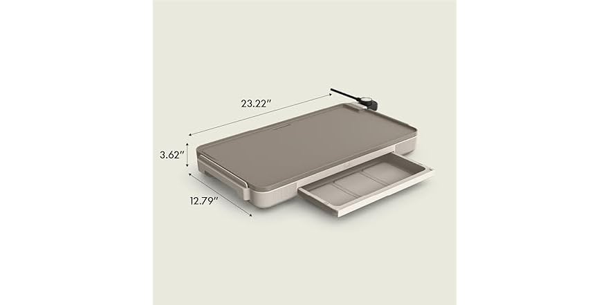 bella 12" x 22" Electric Griddle with Warming Tray