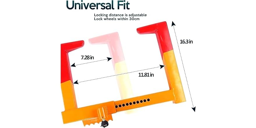 Zone Tech WL0003 Wheel Clamp Chock Lock Red/Yellow