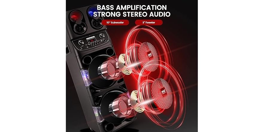 (NEW) Pyle 600W Dual 10” Portable Bluetooth PA Speaker System