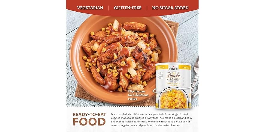 ReadyWise Freeze-Dried Corn, 23 Servings