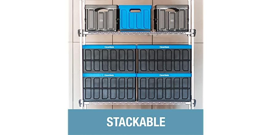 CleverMade 3PK 62L Solid Wall Folding Crate w/Lids