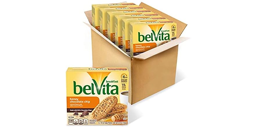 belVita Honey Chocolate Chip Breakfast Biscuits, 6 Boxes