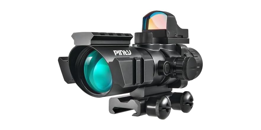 PINTY 4x32 Rifle Scope with Red Dot Sight Combo