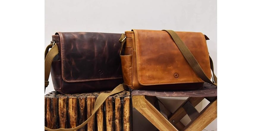 Aaron Leather 16" Crossbody Bag Leather Messenger Bag