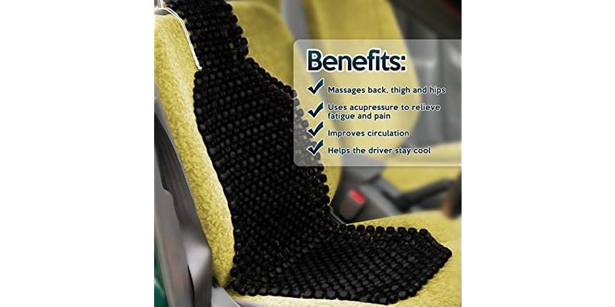 Zone Tech Black Beaded Seat Cushion