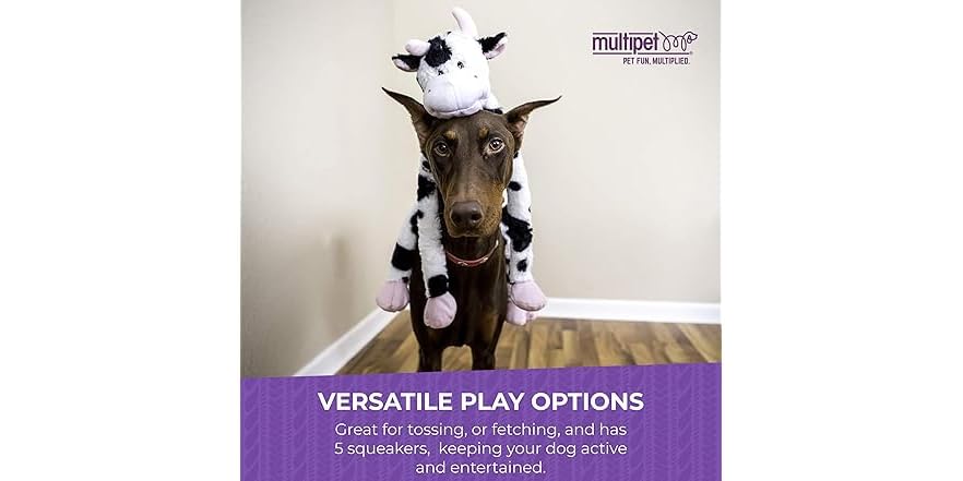 Multipet Swingin' Slevin Cow Dog Plush Toy