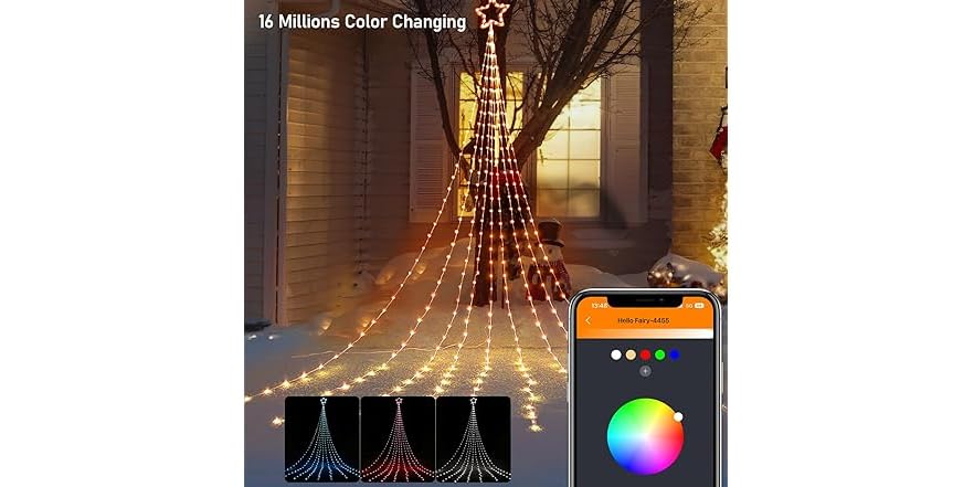 Outdoor Waterfall Christmas Tree Light, 344LED 11.8FT