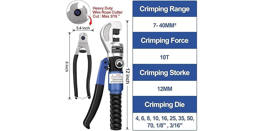 CKE CKE 10 Ton Hydraulic Crimping Tool, Hyd