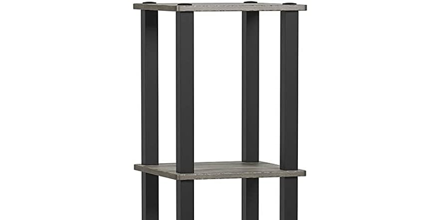 5-Tier Corner Square Rack Display Shelf French Oak Grey/Black
