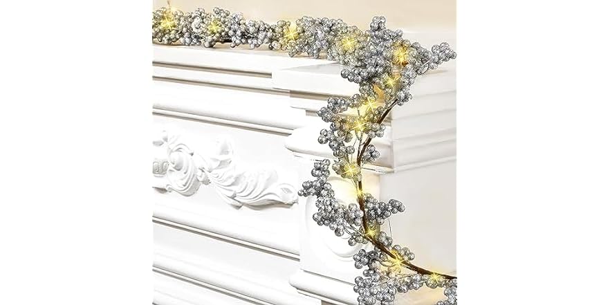 6ft Berry String Lighted Plastic Garland