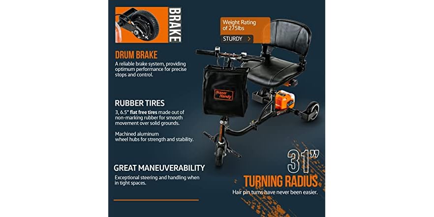 SuperHandy 3 Wheel Folding Mobility Scooter