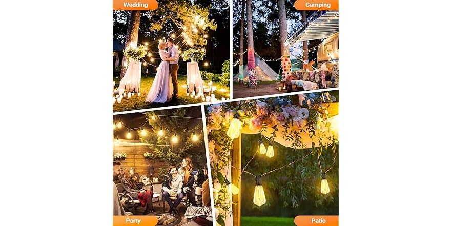 Kondras 100FT LED Outdoor String Lights