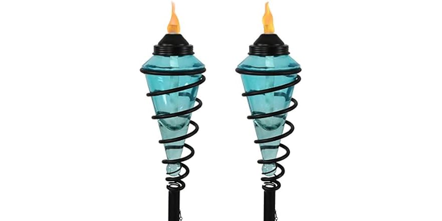 Sunnydaze Blue Glass Outdoor Torches, Set of 2