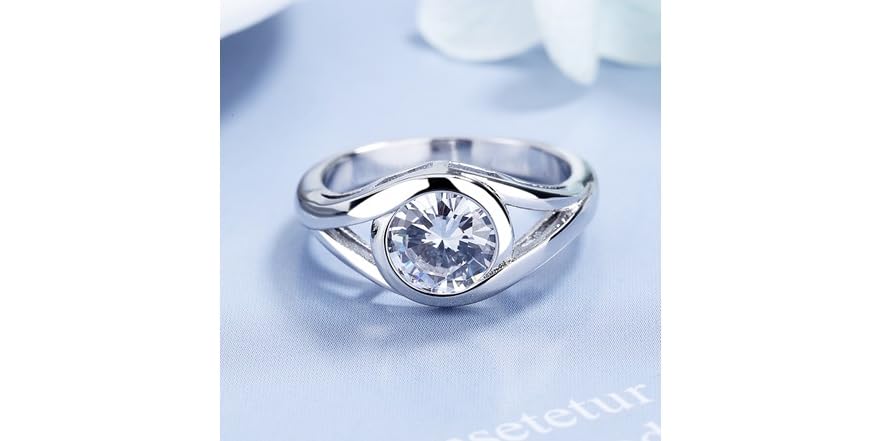 Sterling Silver Bezel Crystal Ring