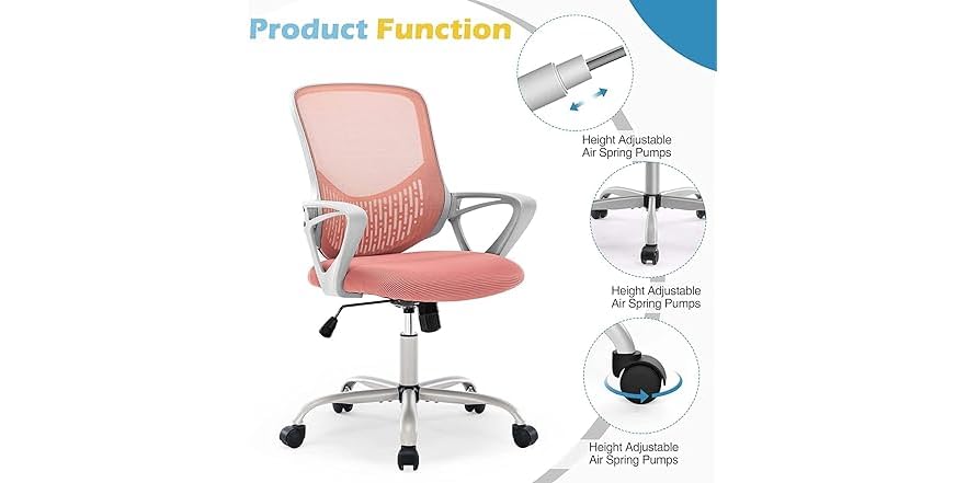 Ergonomic Pink Mesh Office Chair