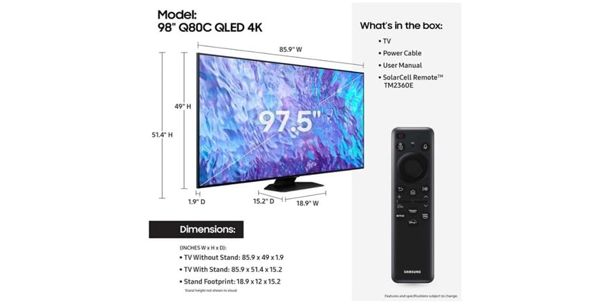 (NEW) Samsung 98" Class Q80C QLED 4K Smart TV