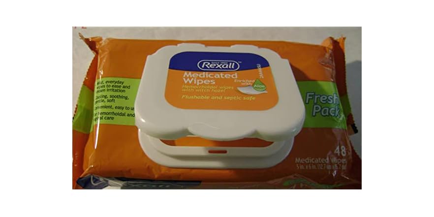 Rexall Medicated Hemorrhoid Wipes 48